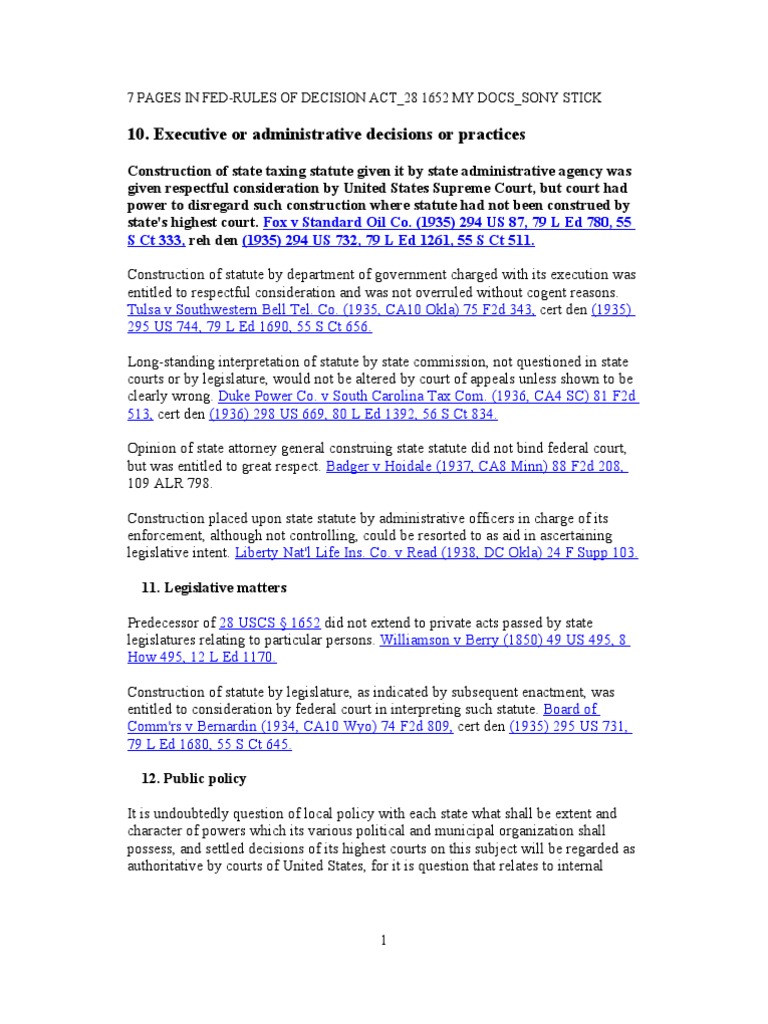28 Usc S. 1652 Rules of Decision Act | PDF | Diversity Jurisdiction ...