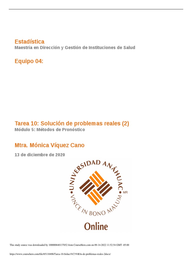 Tarea 10 Soluci N de Problemas Reales 2 | PDF | Business