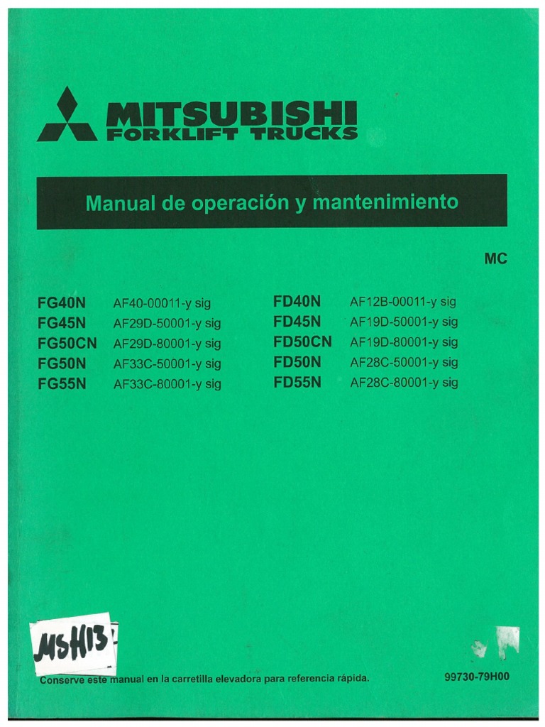 Manual de Operación y Mantenimiento FG40-55N, FG50CN FD40-55N, FD50CN ... Manual de Operación y Mantenimiento FG40-55N, FG50CN FD40-55N, FD50CN ...
