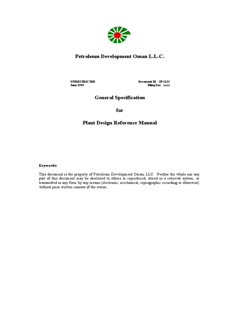 Plant Design Reference Manual Specification | PDF | Specification ...