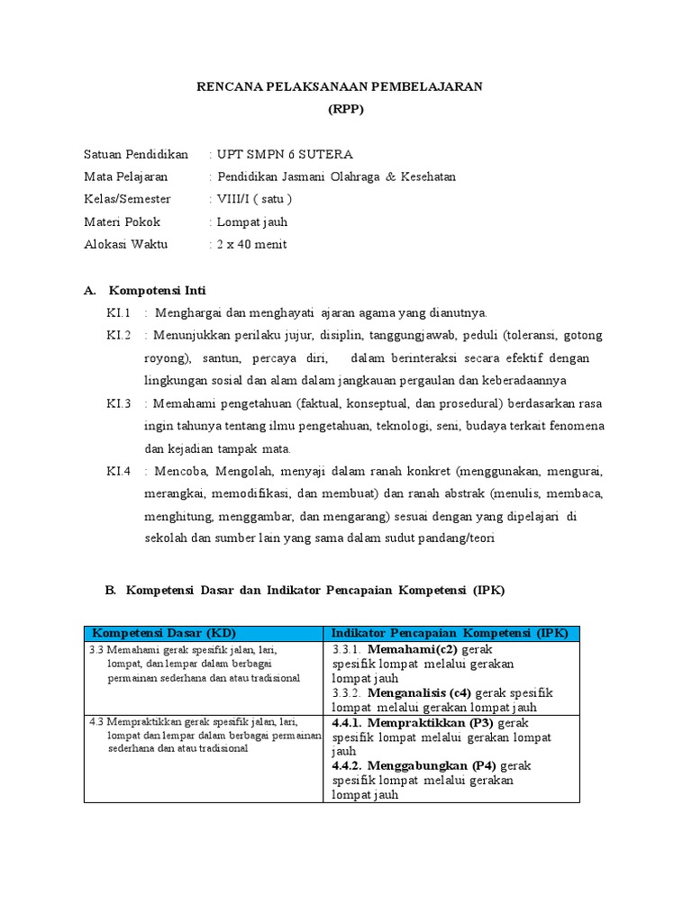 RPP Pjok PPG Edit | PDF