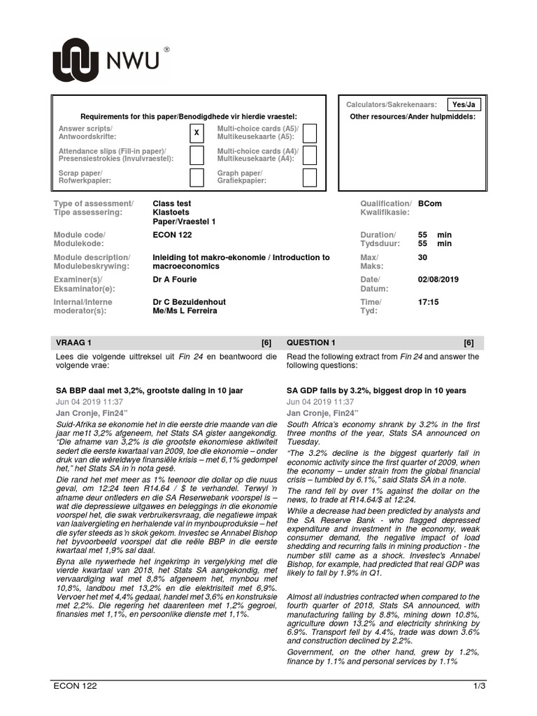 Econ 122 t1 Memo | PDF