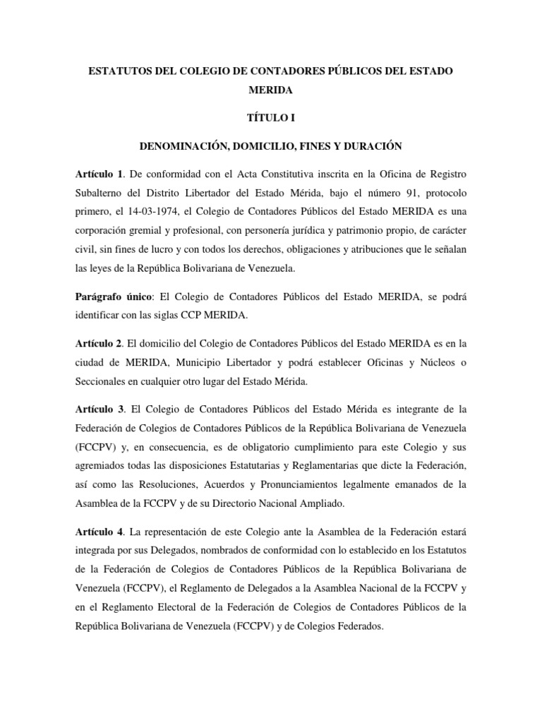 Estatutos CCP | PDF | Contador | Regulación