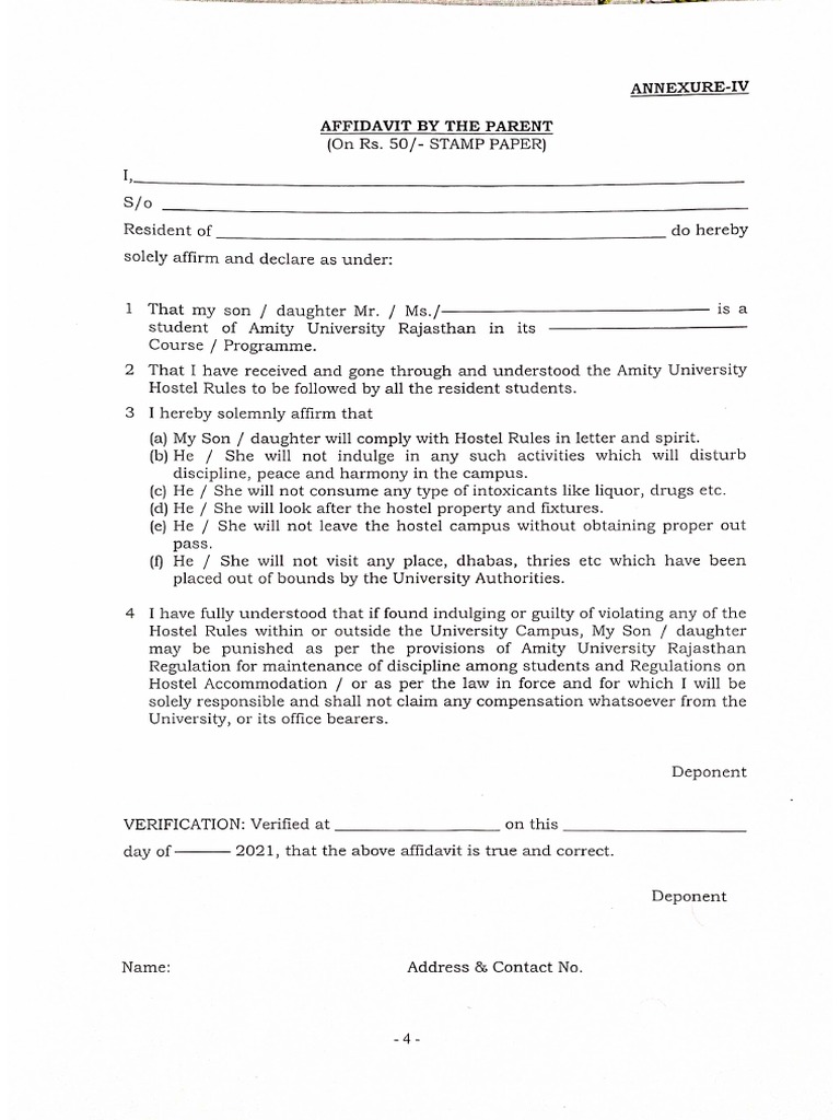 Hostel Affidavits | PDF