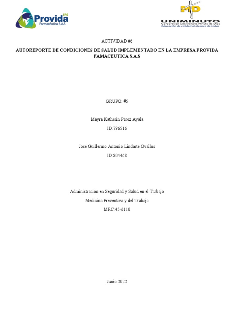 Informe Salud y Seguridad Provida | PDF | Salud pública | Cuidado de la ...