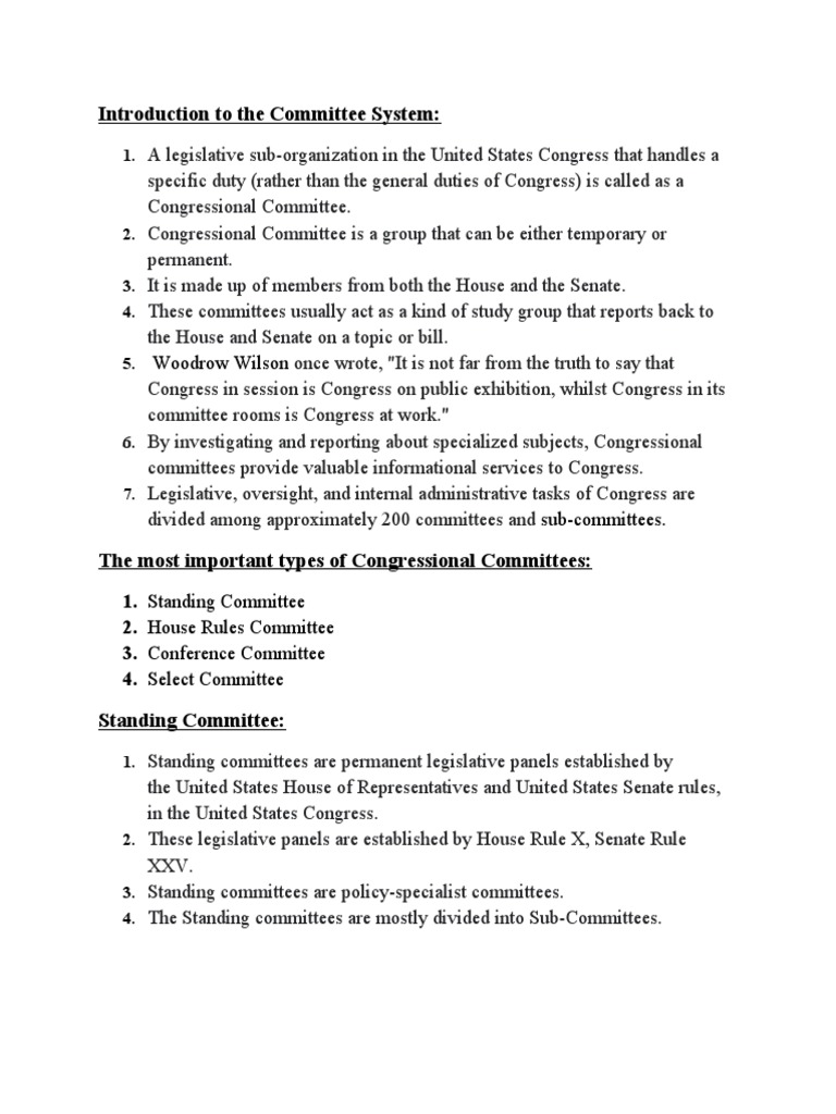Overview of Congressional Committees | PDF | United States ...