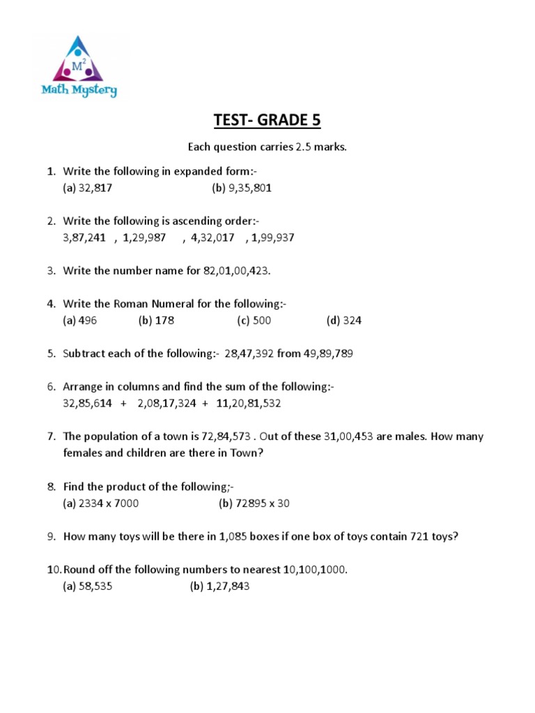 Test Grade 5 PDF | PDF | Teaching Methods & Materials