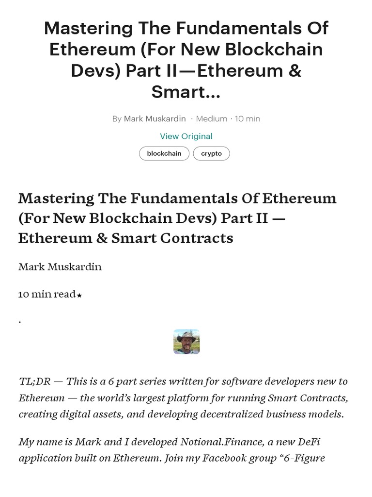 Mastering The Fundamentals of Ethereum (For New Blockchain Devs) Part ... Mastering The Fundamentals of Ethereum (For New Blockchain Devs) Part ...