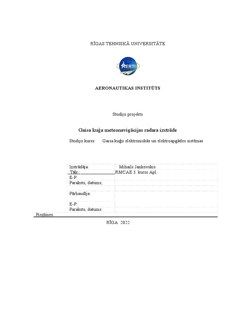 Studiju Projekta Paraugs | PDF