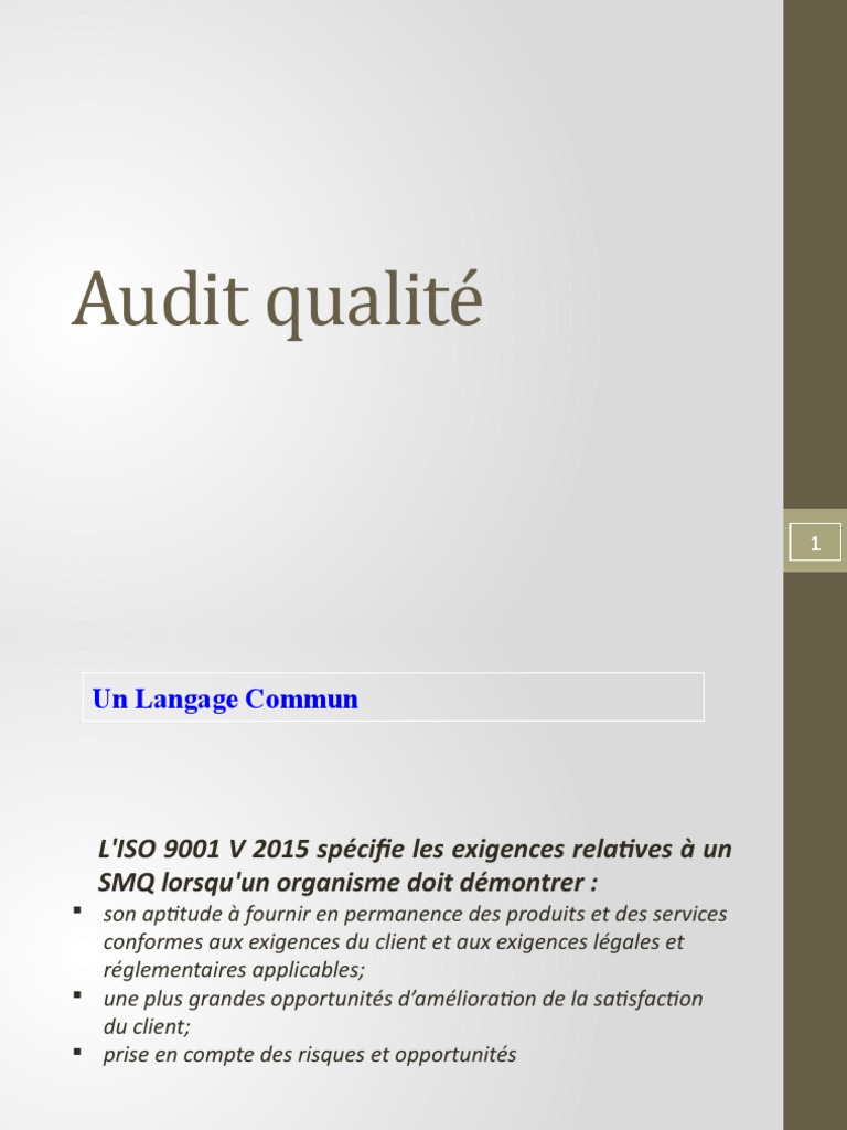Cours D'audit Qualite 182 | PDF | Audit | Système de management de la qualité