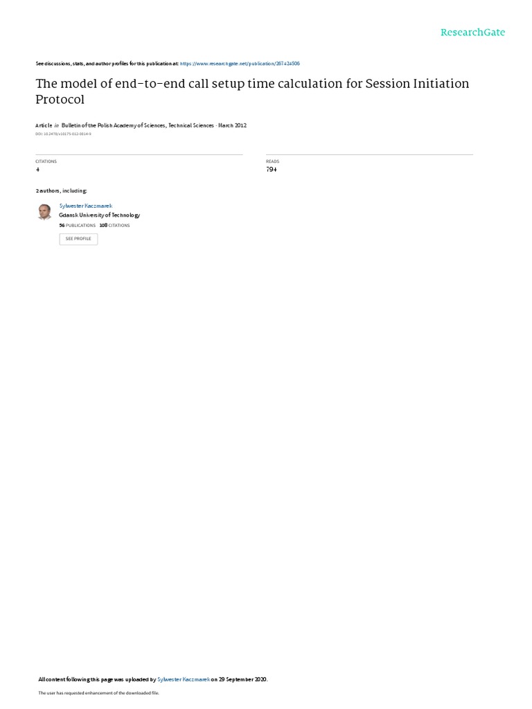 The Model of End-To-End Call Setup Time Calculatio | PDF | Session ...