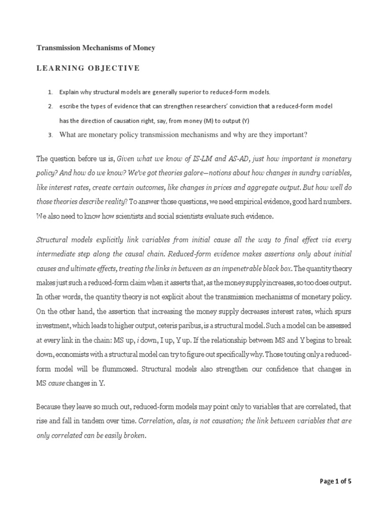 Transmission Mechanisms of Money | PDF | Interest Rates | Interest
