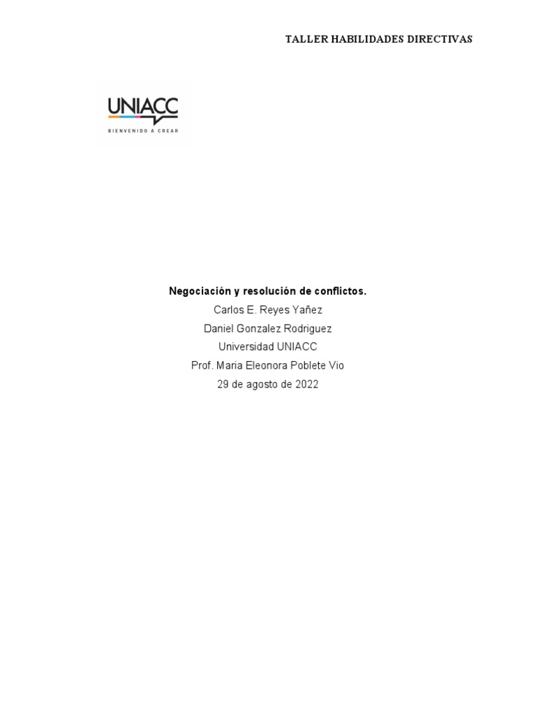 Trabajo N°2 - Carlos E. Reyes Yañez | PDF | Negociación | La ...