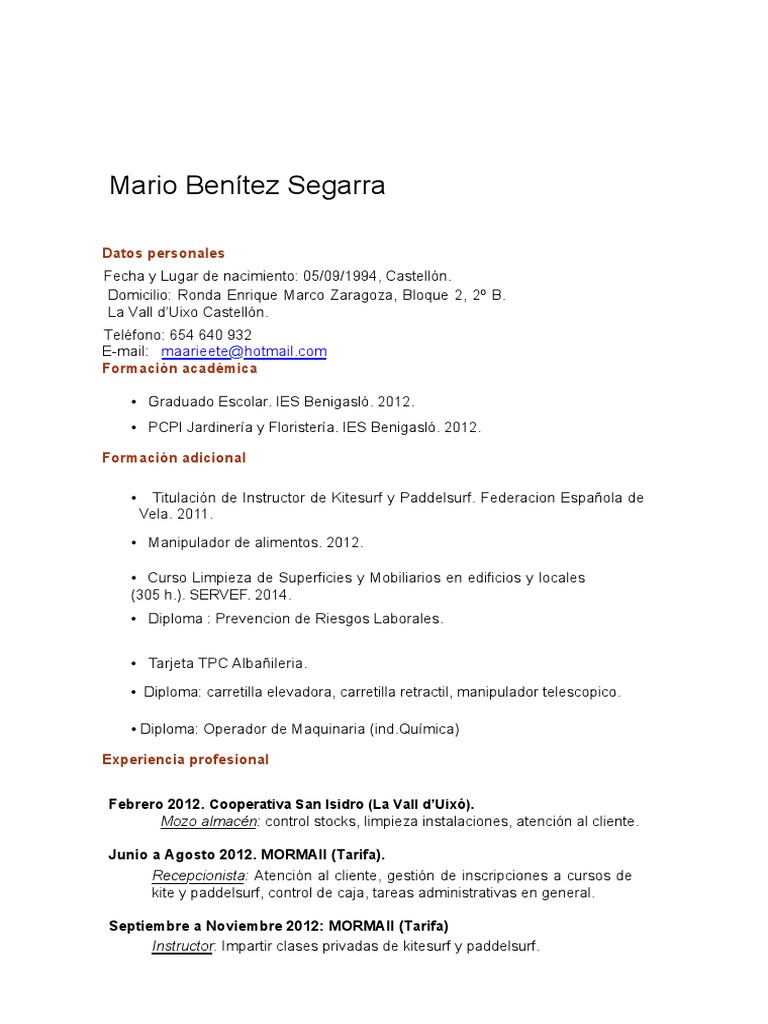 CV Mario Keraben | PDF | Negocios