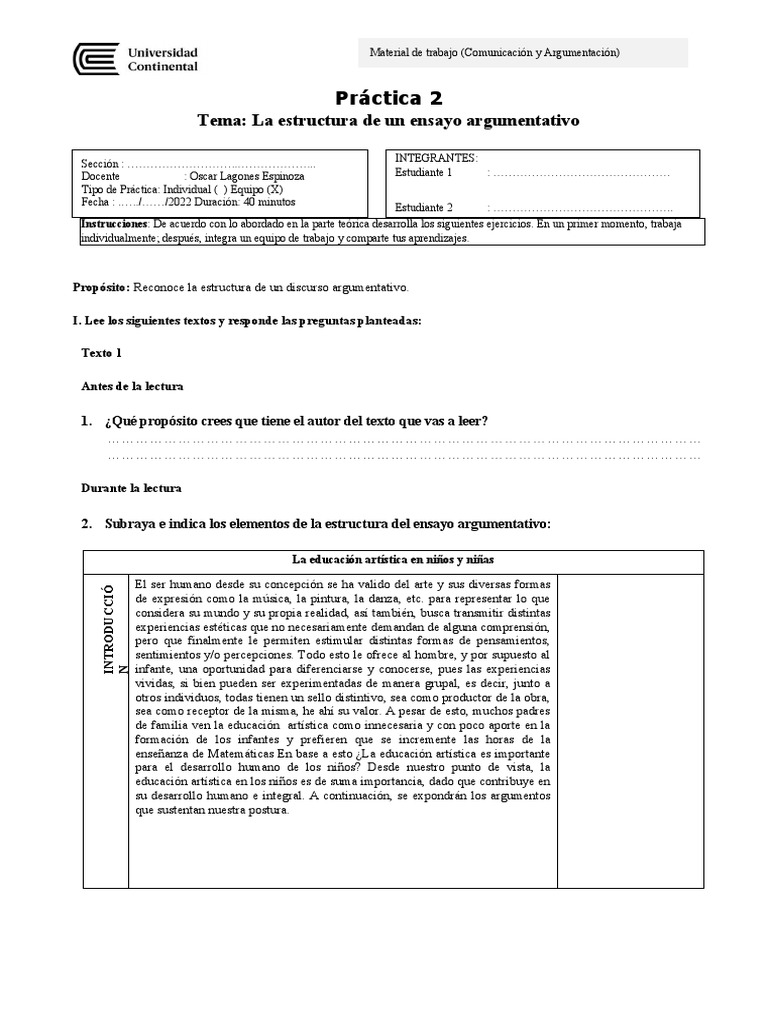PRACTICA 2 Estructura Del Texto Argumentativo J | PDF | Pena capital ...