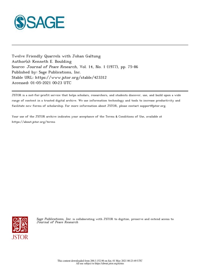 Twelve Friendly Quarrels With Johan Galtung | PDF | Egalitarianism ...