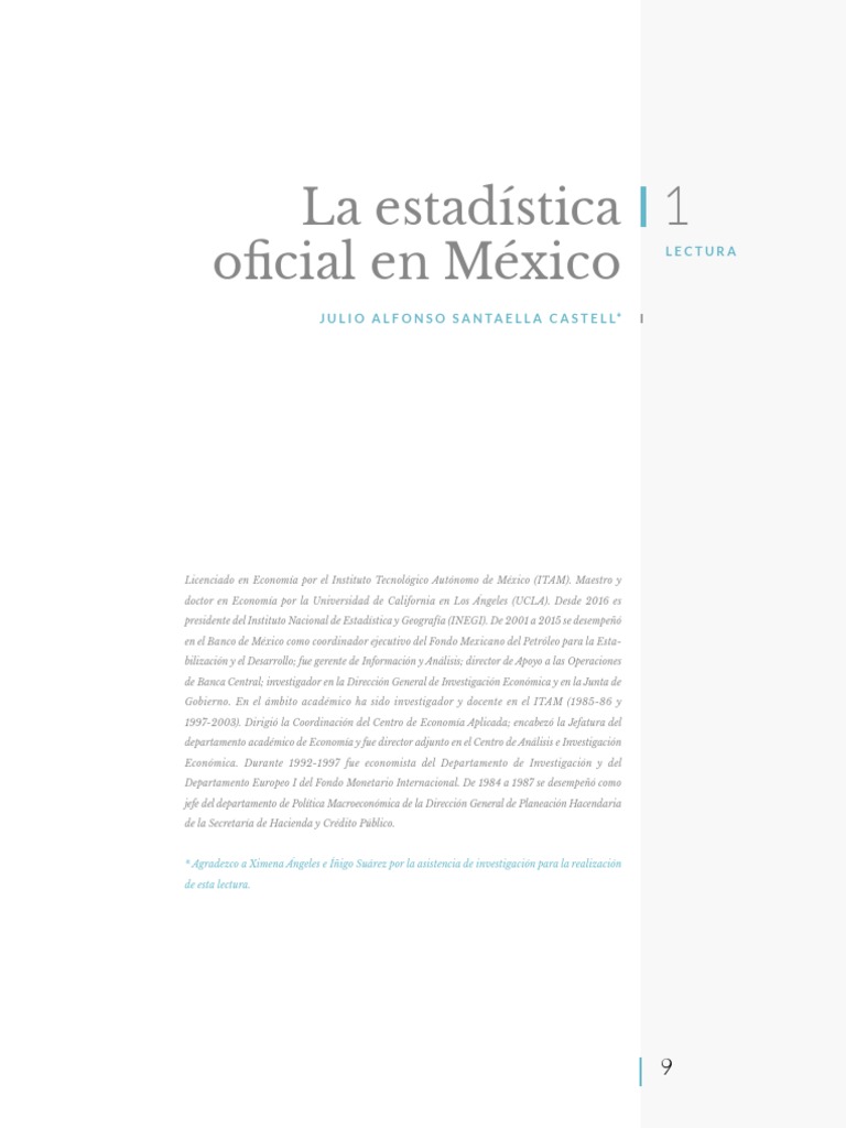 La Estadística Oficial en México, Julio Alfonso Santaella Castell | PDF