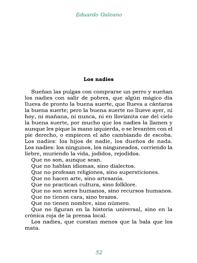Los Nadies - Eduardo Galeano El Libro de Los Abrazos | PDF