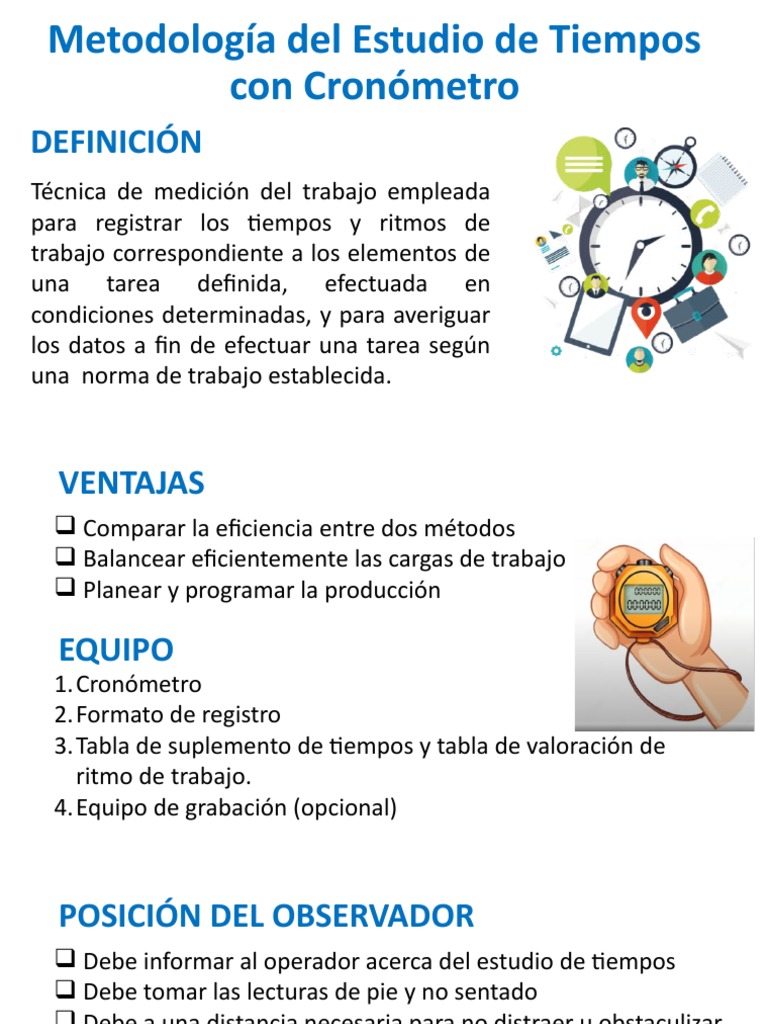Metodología Del Estudio de Tiempos Con Cronometro | PDF