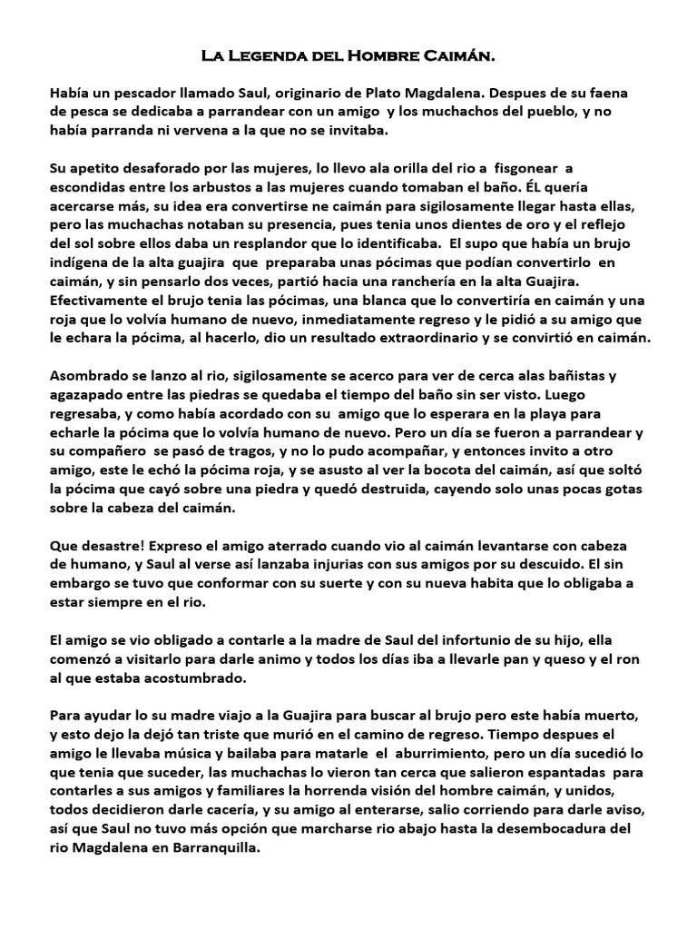 La Leyenda Del Hombre Caimán | PDF