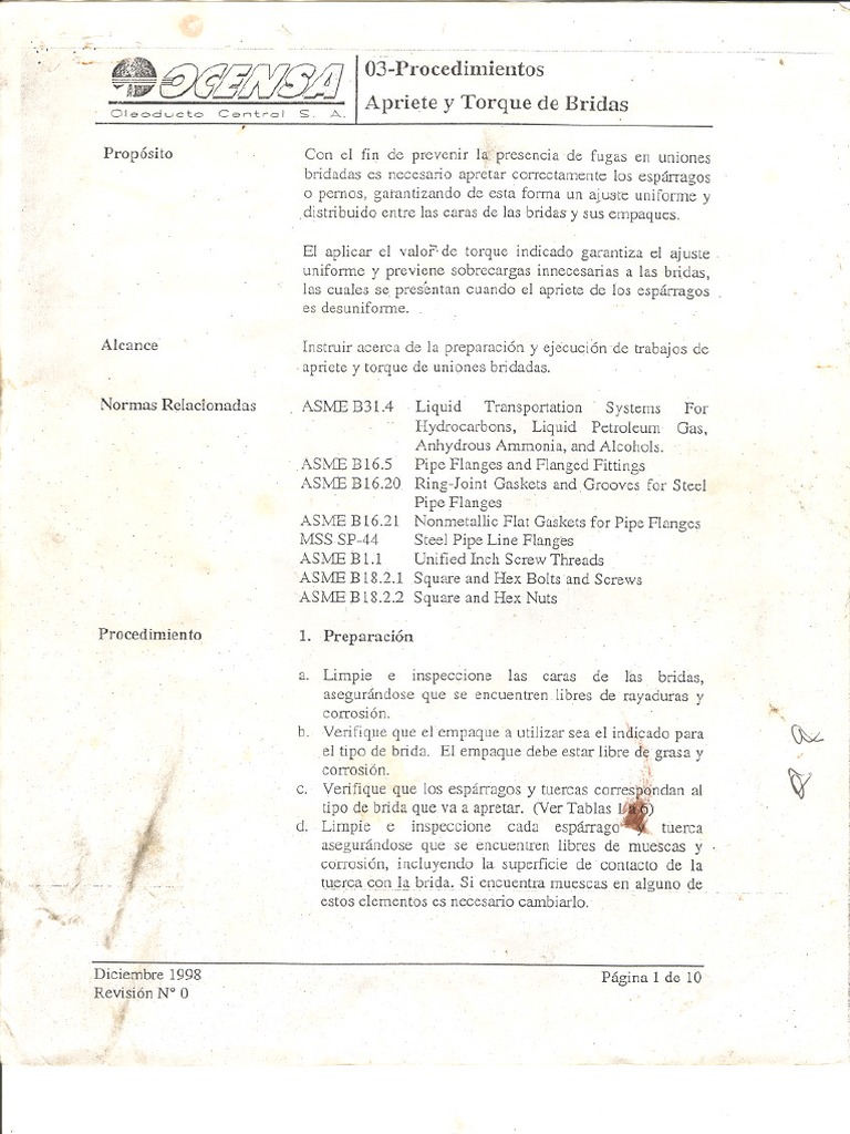 Apriete y Torque de Bridas | PDF