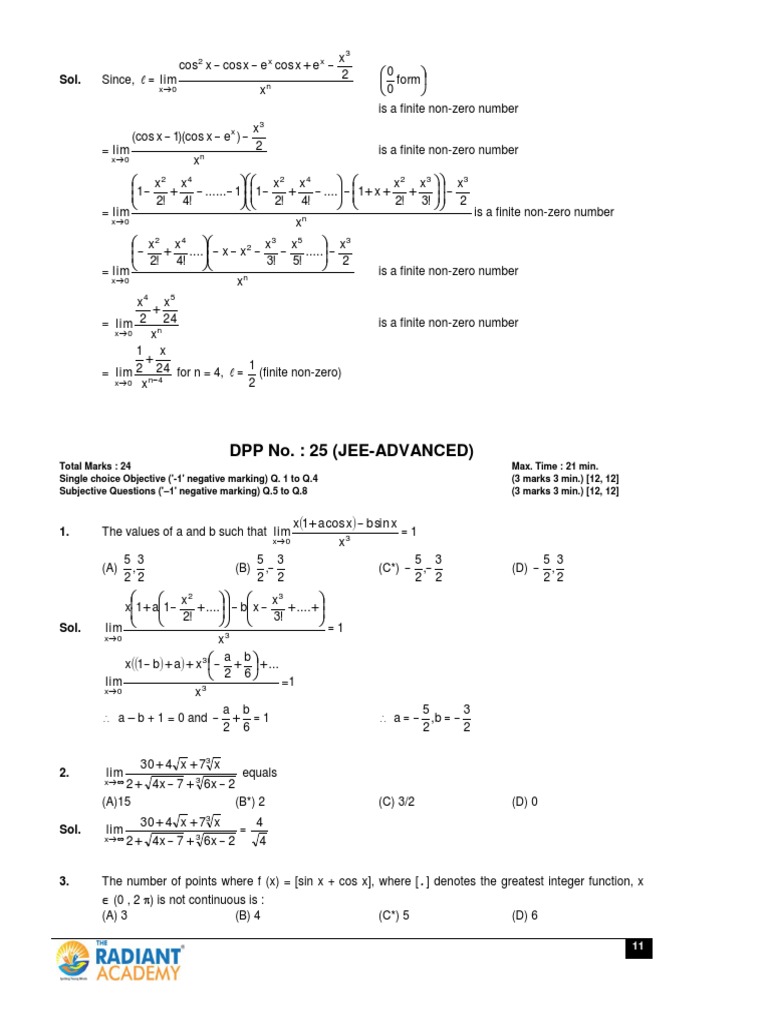 DPP 25-30 Solution | PDF | Derivative | Triangle