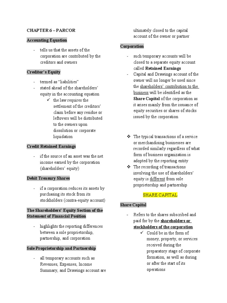 Chapter 6 Notes | PDF | Treasury Stock | Stocks
