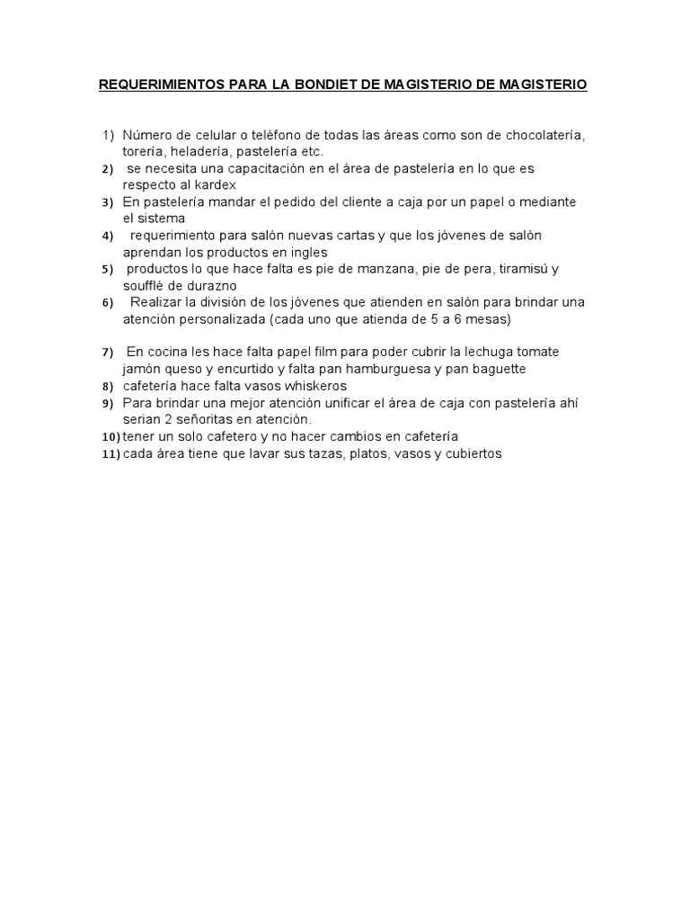 Requerimientos para Bondiet de Magisterio | PDF | Hogar, jardinería y ...