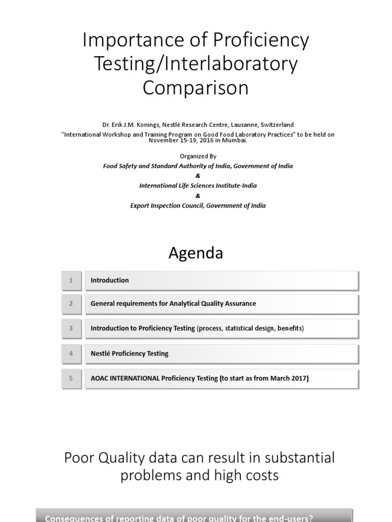 Importance of Proficiency Testing Inter Laboratory Comparison, Dr. Erik ...