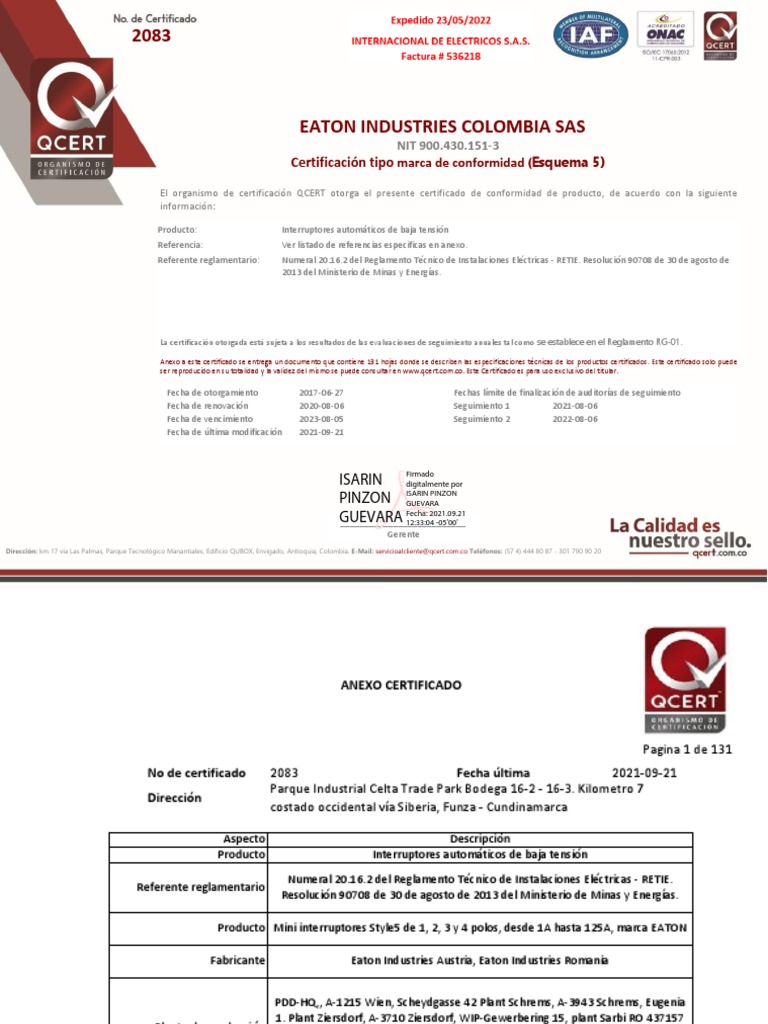 CERTIFICADO EATON 11 | PDF