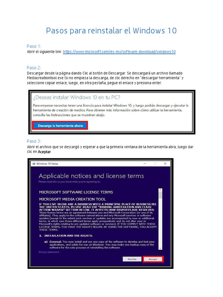 Guía paso a paso para reinstalar Windows 10 y actualizar controladores | PDF | Windows 10 ...