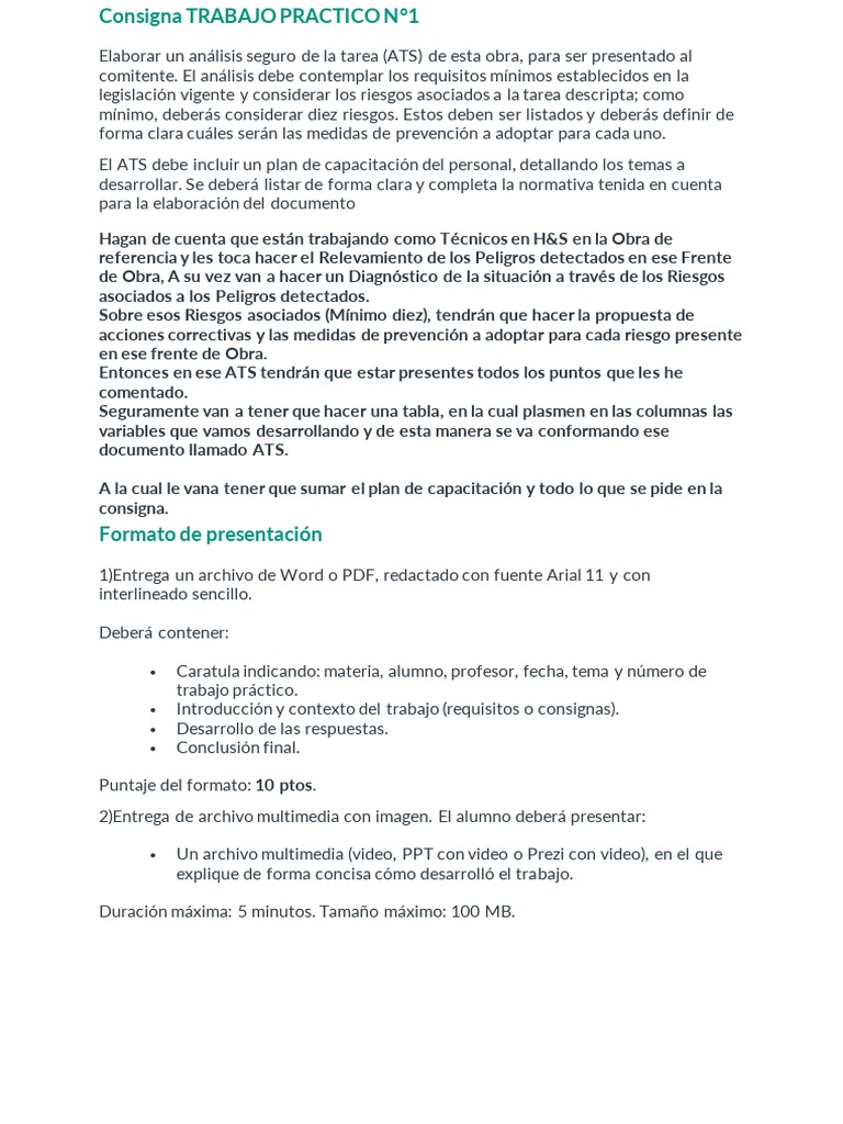 Ampliación Consigna TRABAJO PRACTICO N°1 | PDF