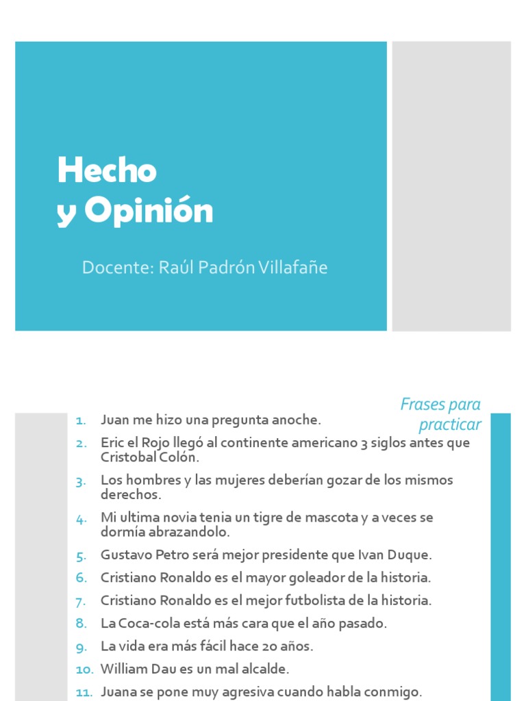 Diapositivas Hecho y Opinión | PDF | Amor