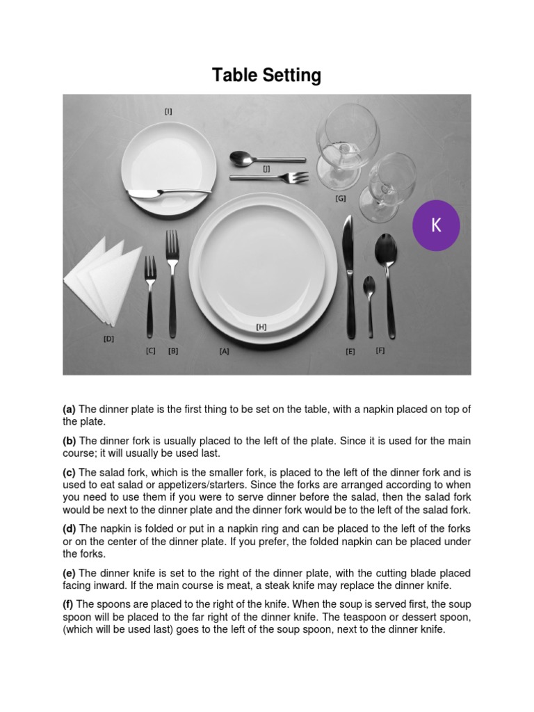 Table Setting | PDF | Tableware | Rose