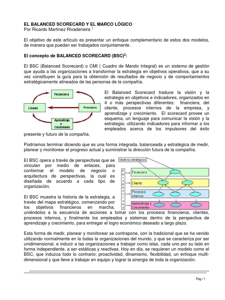 El Balanced Scorecard y El Marco Logico | PDF | Business | Cognición