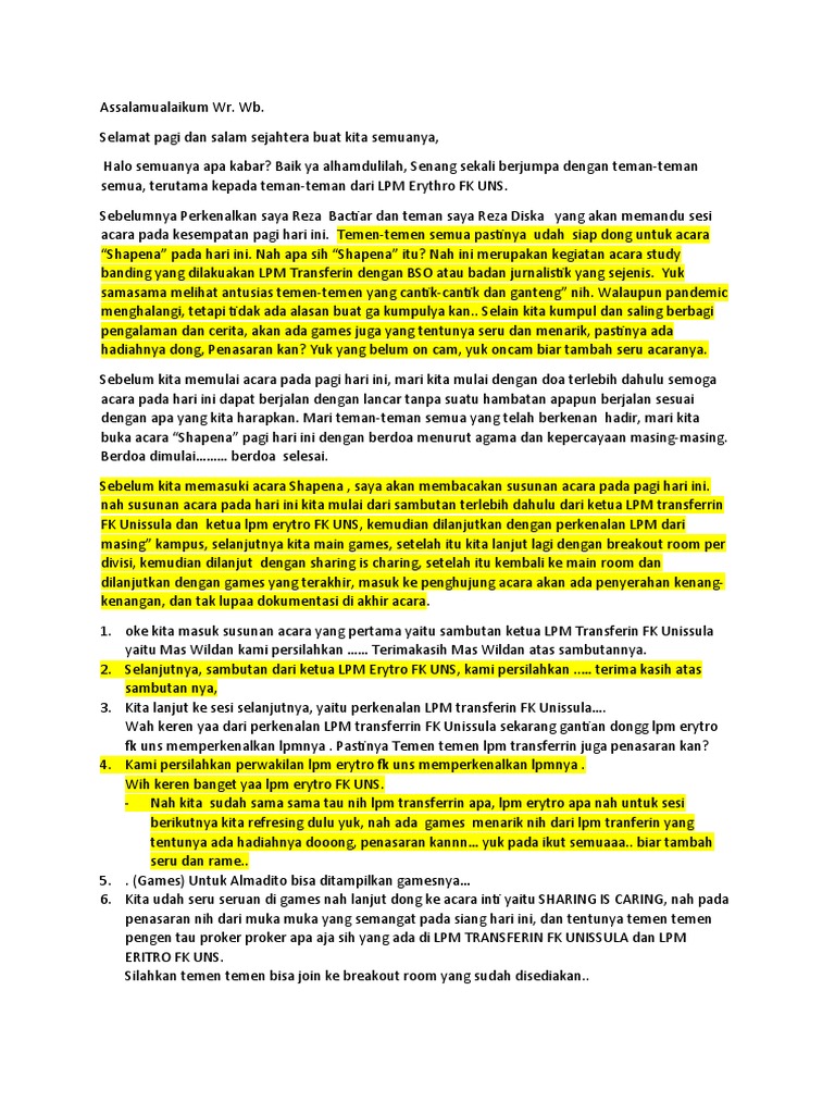 Skrip MC Shapena 2reza | PDF