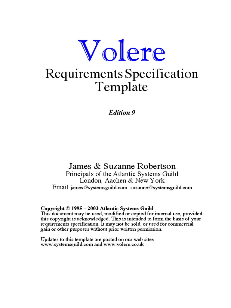 Volere Template | PDF | Use Case | Copyright