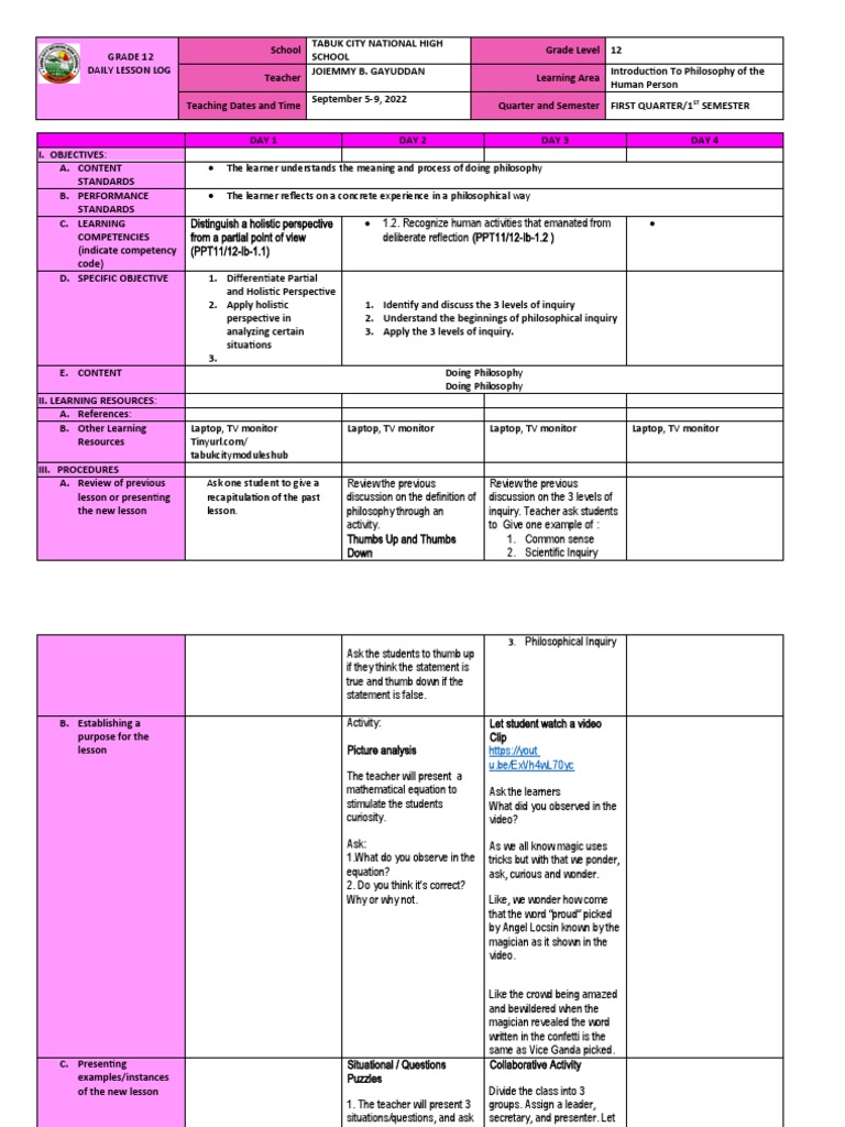 Week 2 DLL | PDF | Learning | Science