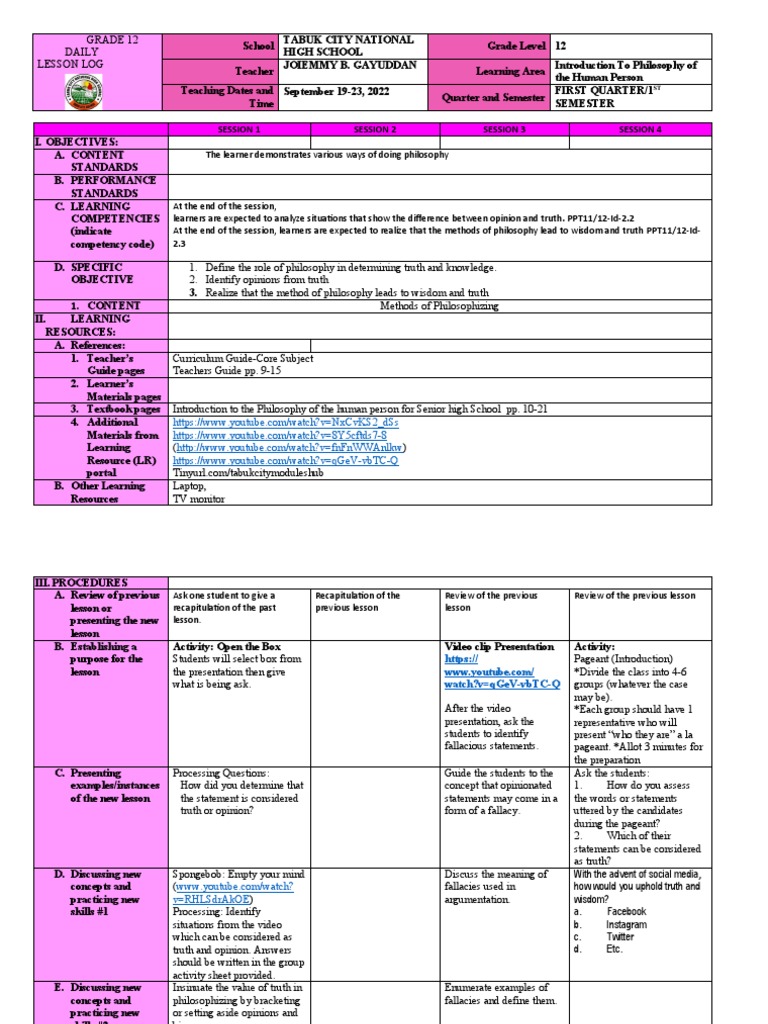 Week 4 DLL | PDF | Fallacy | Learning