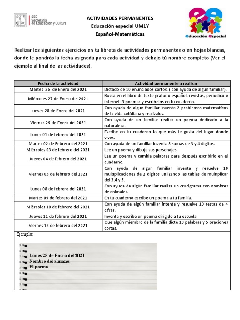 Actividades Permanentes para Niños | PDF