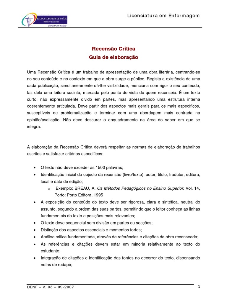 Guia para Elaboração de Recensão Crítica | PDF | Crítica | Citação