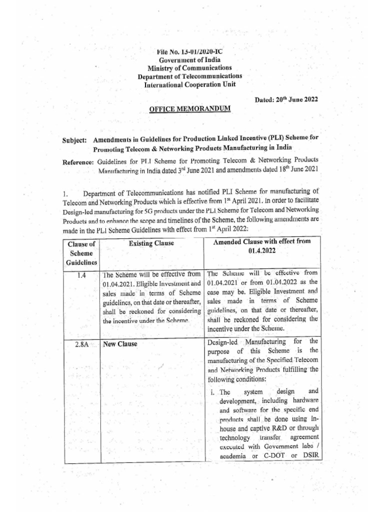 Design Led Manufacturing Under Telecom PLI | PDF
