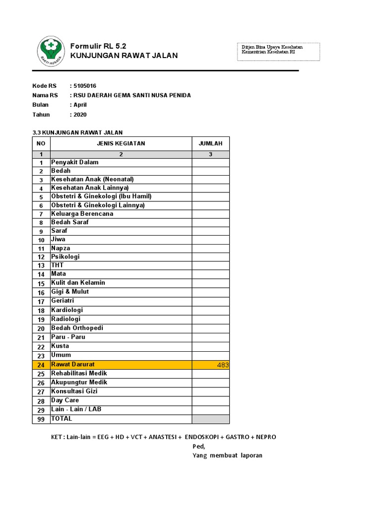 Format Laporan Perbulan Ugd | PDF