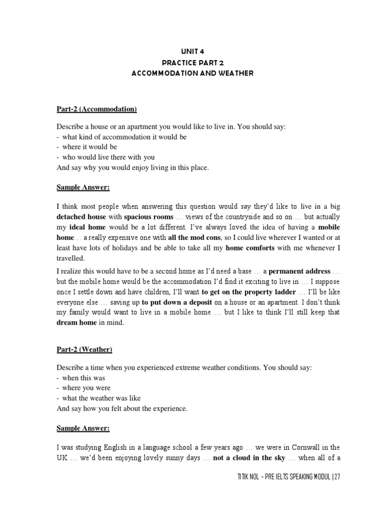 Pre IELTS Speaking Day 4 | PDF | Flood | Weather