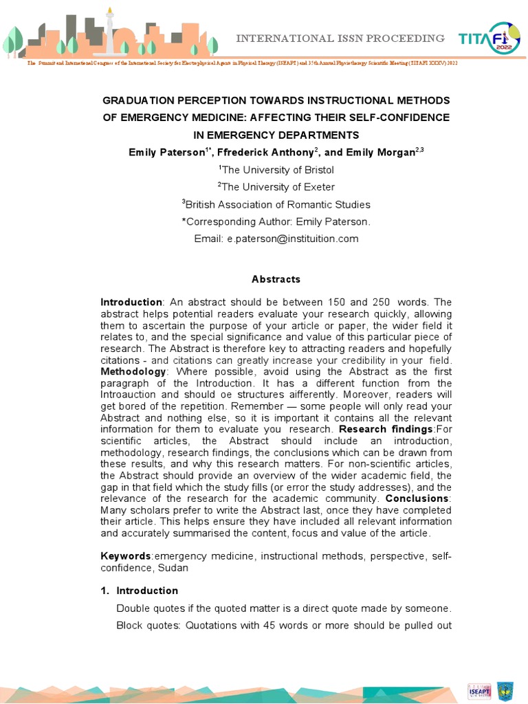 Full Paper Template ISEAPT 2022 | PDF | Abstract (Summary)