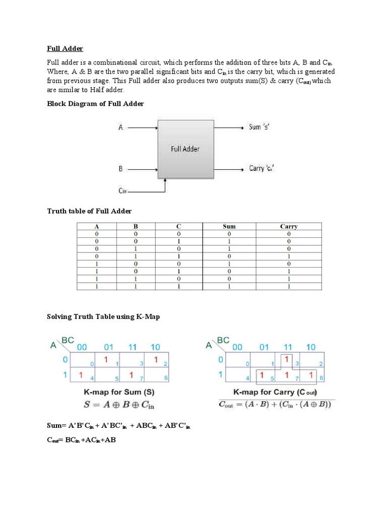 14 - Full Adder | PDF | Teaching Methods & Materials | Science & Mathematics