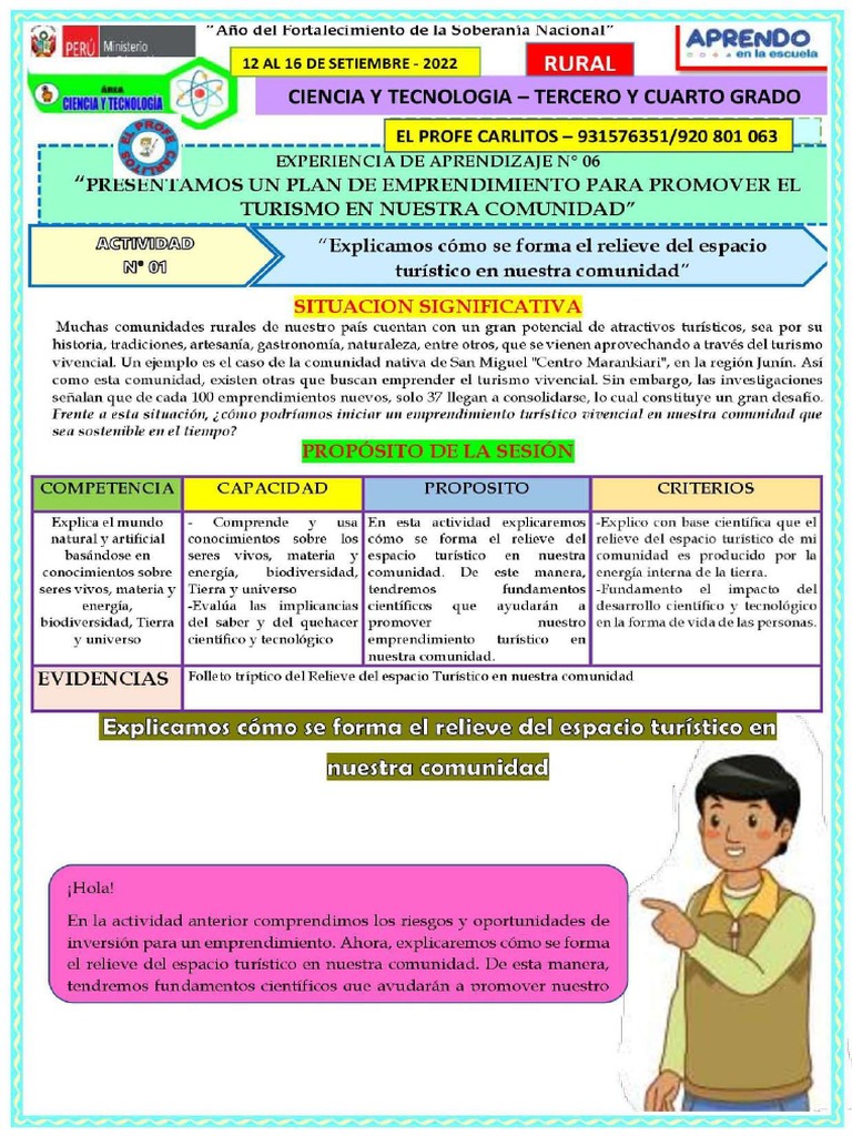 Experiencia de Aprendizaje #06 - Actividad #01 - 3ero y 4to - Ciencia y Tecnologia - Rural ...