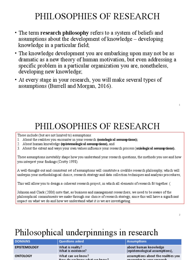 Philosophies in Research | PDF | Epistemology | Knowledge