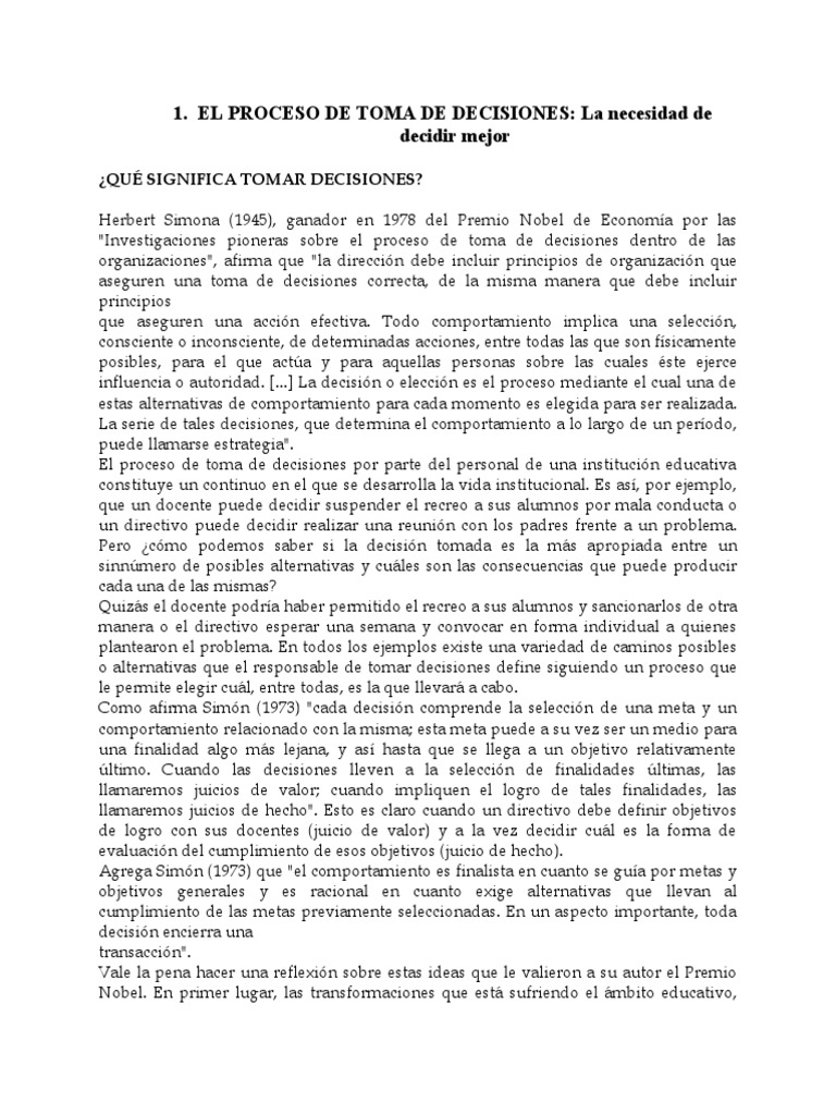 El Proceso de Toma de Decisiones | PDF | Toma de decisiones ...