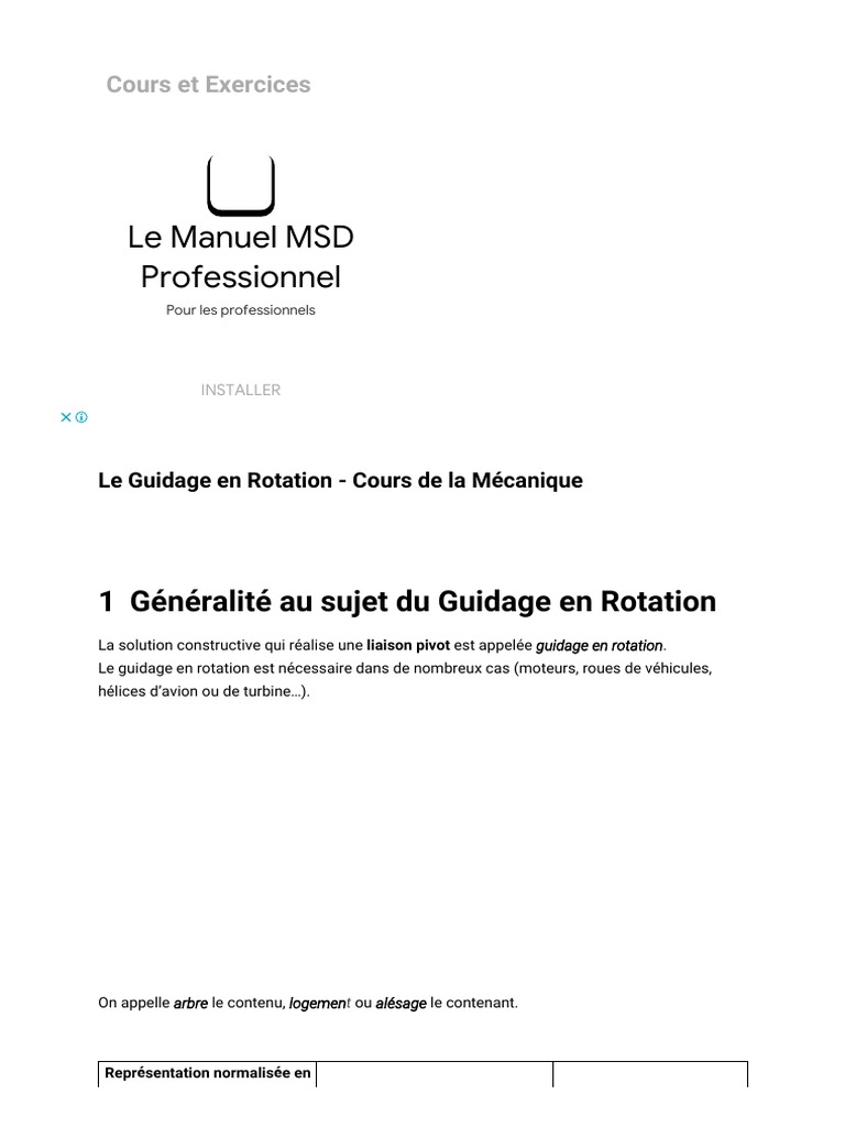Guide Complet du Guidage en Rotation | PDF | Palier (mécanique ...